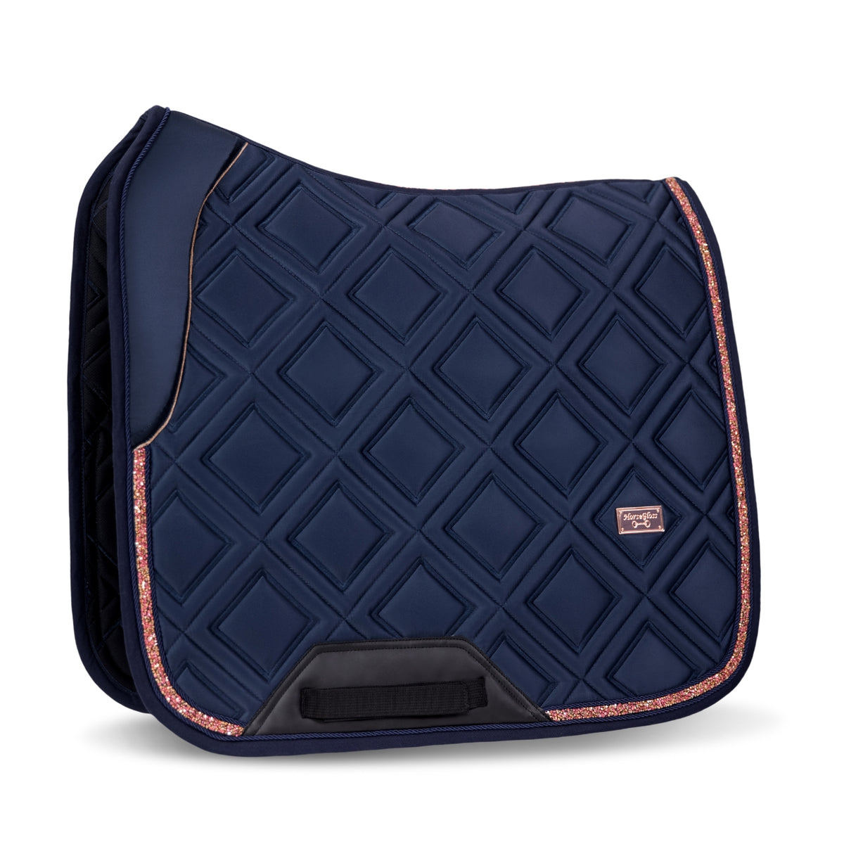 CELINE - DRESSAGE SADDLE PAD | NAVY "ROSE GOLD" – HorseGloss