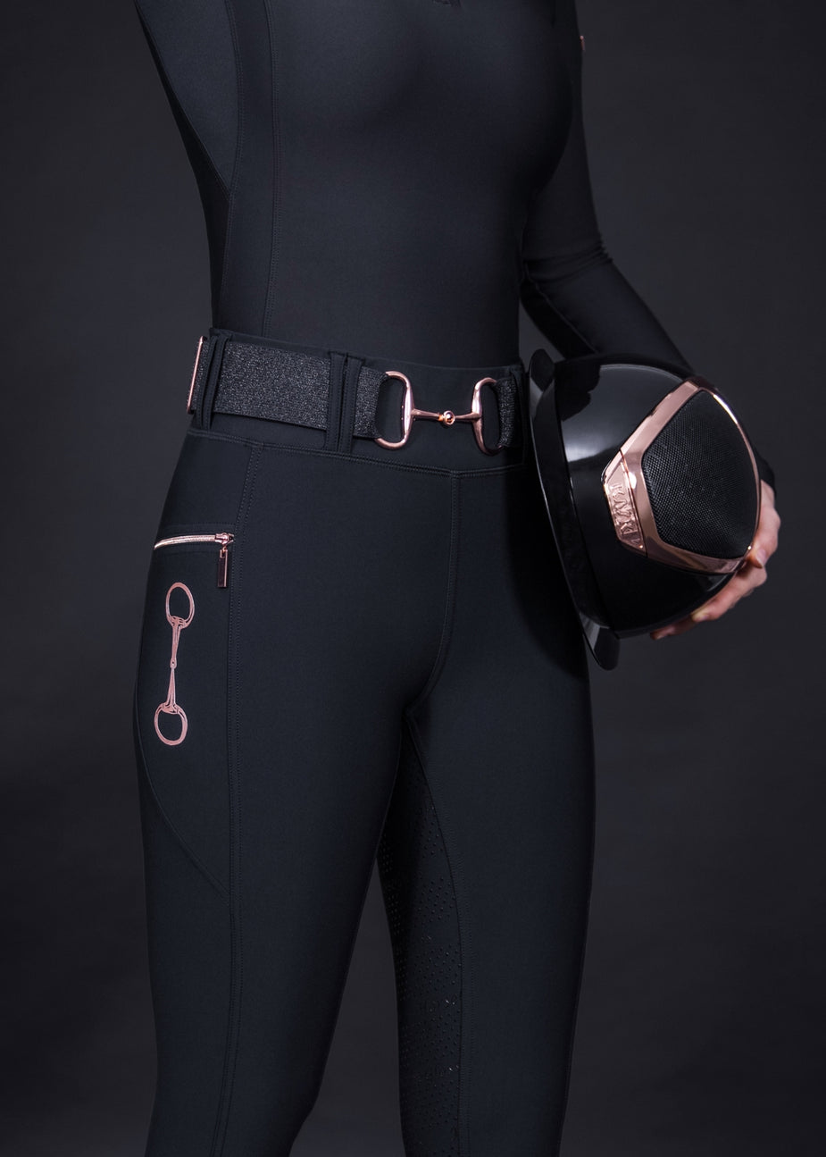 KYLIE - RIDING LEGGINGS | BLACK ROSE GOLD – HorseGloss