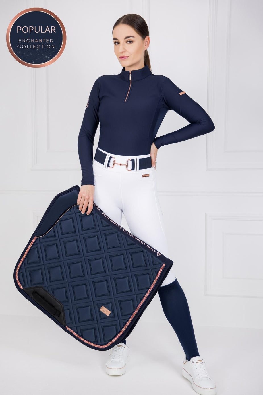 CELINE - DRESSAGE SADDLE PAD | NAVY ROSE GOLD – HorseGloss