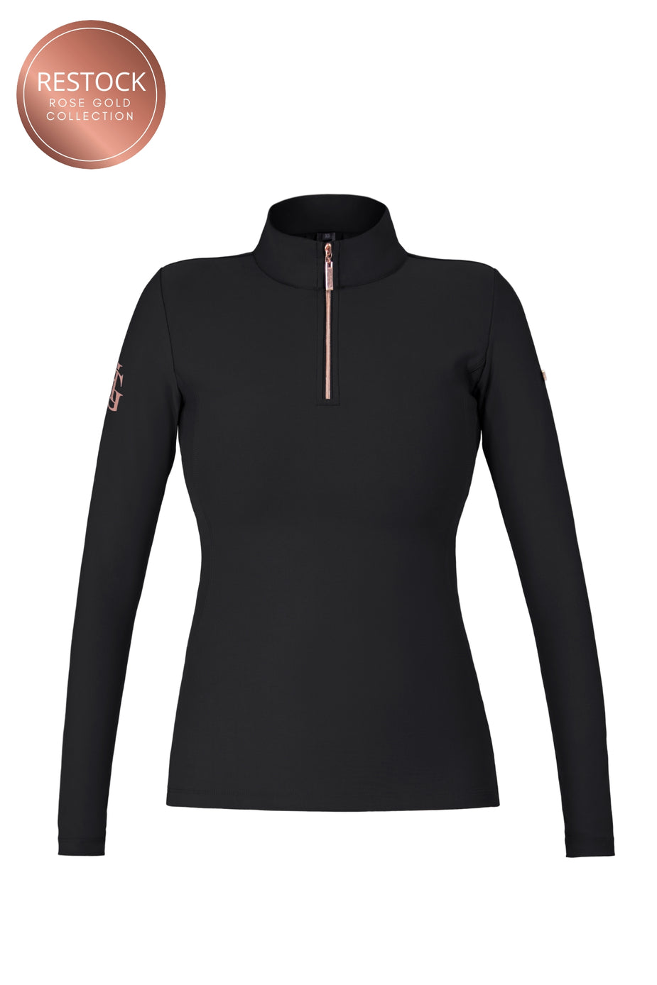 KYLIE - EQUESTRIAN BASE LAYER LONG SLEEVE | BLACK " ROSE GOLD" TECHNIC – HorseGloss