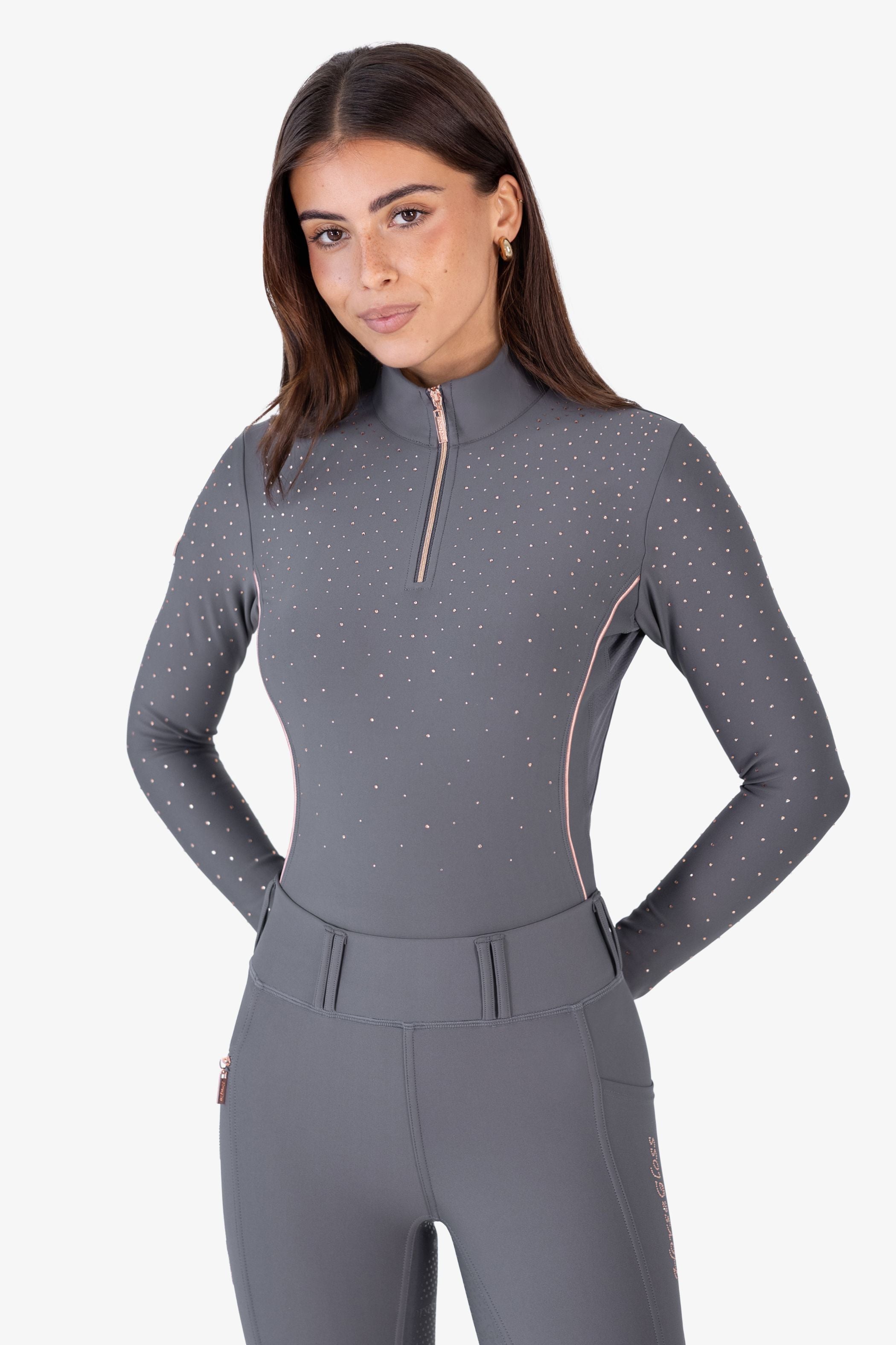 KYLIE - PERFORMANCE BASE LAYER | SMOKEY GREY ROSE GOLD – HorseGloss